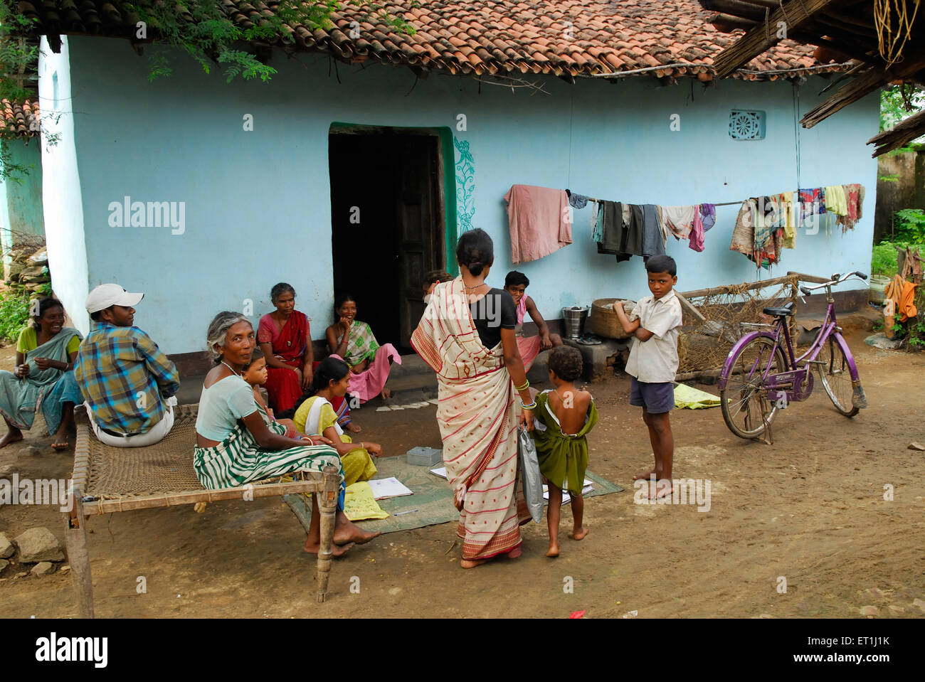 tribal village house, Ho tribe, tribal people, Chakradharpur, West ...