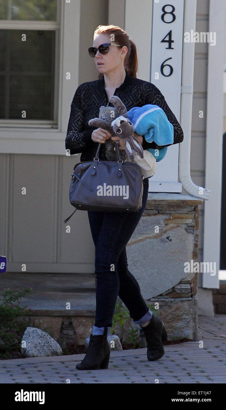 Amy Adams carries a plush rabbit while out running errands Featuring ...