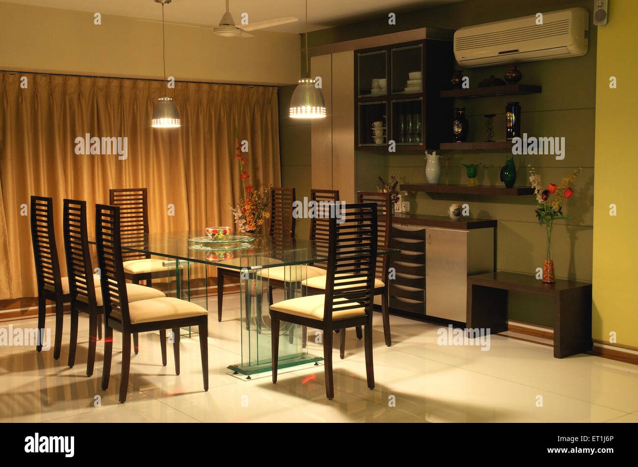 Dining room, table and chairs, Indian home, India - PR#191 Stock Photo ...