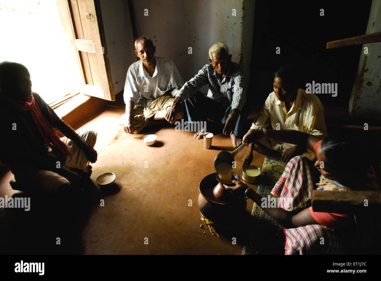 tribal family drinking, Ho tribe, tribal people, Chakradharpur, West ...