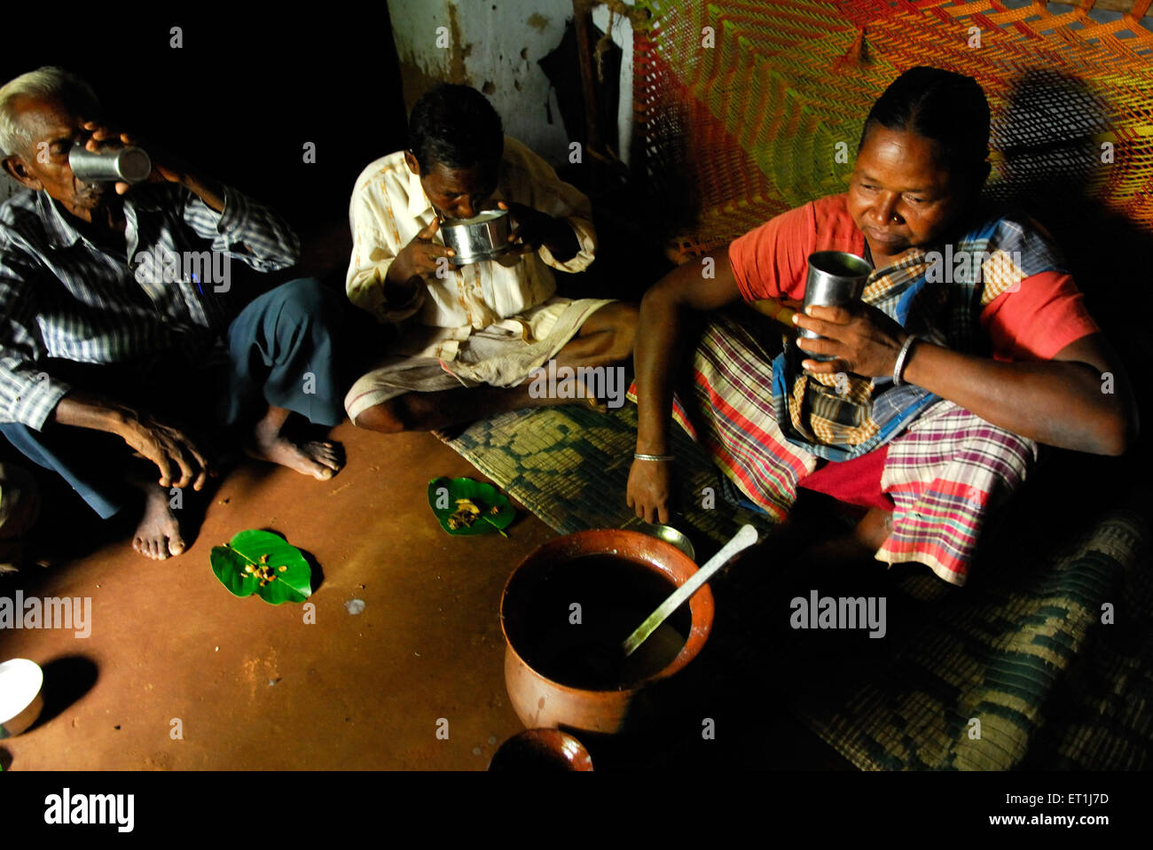 tribal family eating, Ho tribe, tribal people, Chakradharpur, West ...