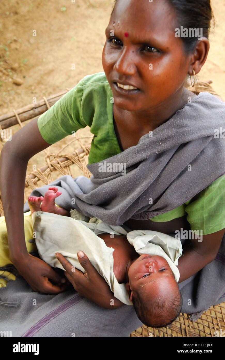 mother with baby, Ho tribe, tribal people, Chakradharpur, West ...
