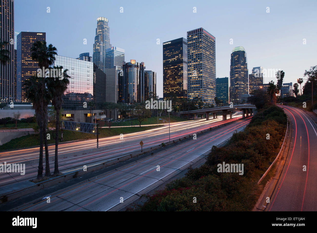 Downtown los angeles freeway hi-res stock photography and images - Alamy
