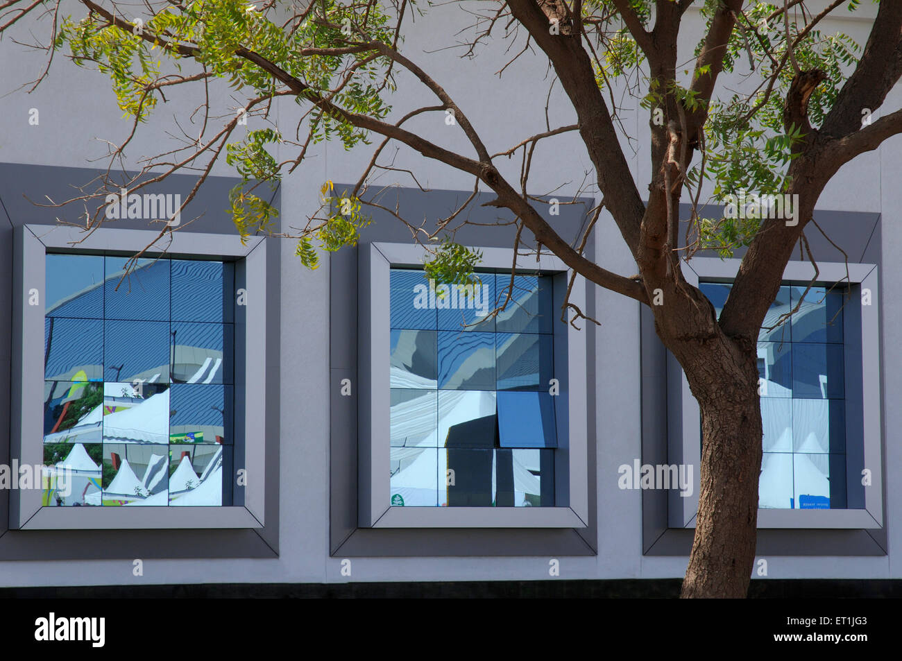 reflection distortion window glass ; Pune ; Maharashtra ; India Stock ...