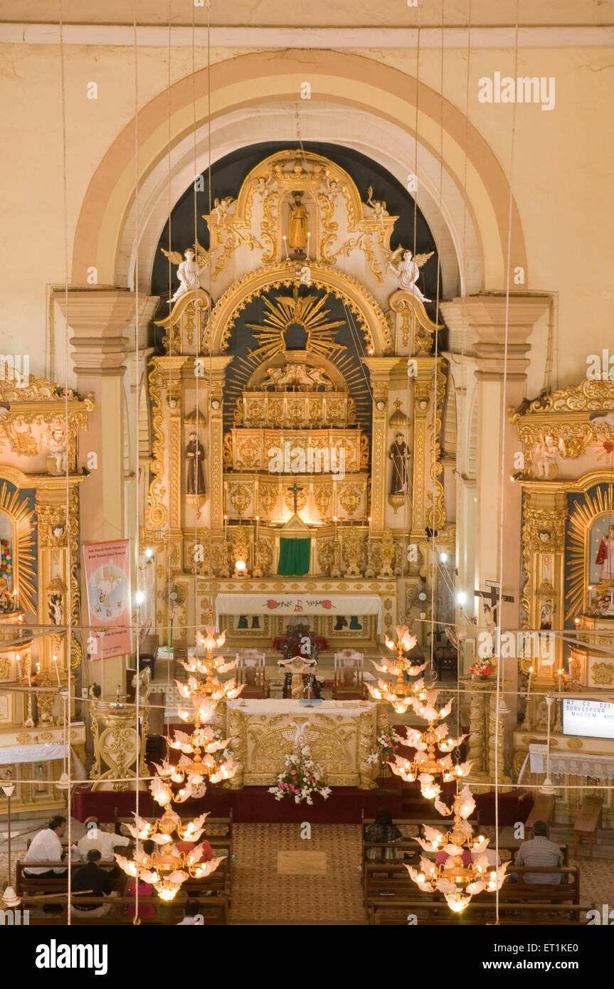 Chandeliers with lights St Alex Church Calangute Goa Maharashtra India ...