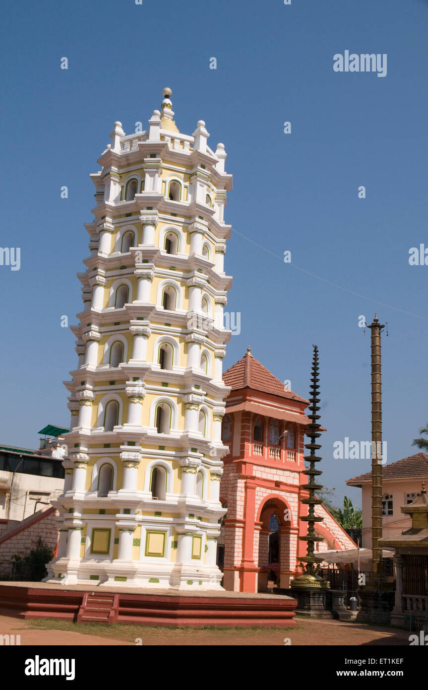 Shri Mahaalasa Narayani temple lamp tower Goa Maharashtra India Asia ...