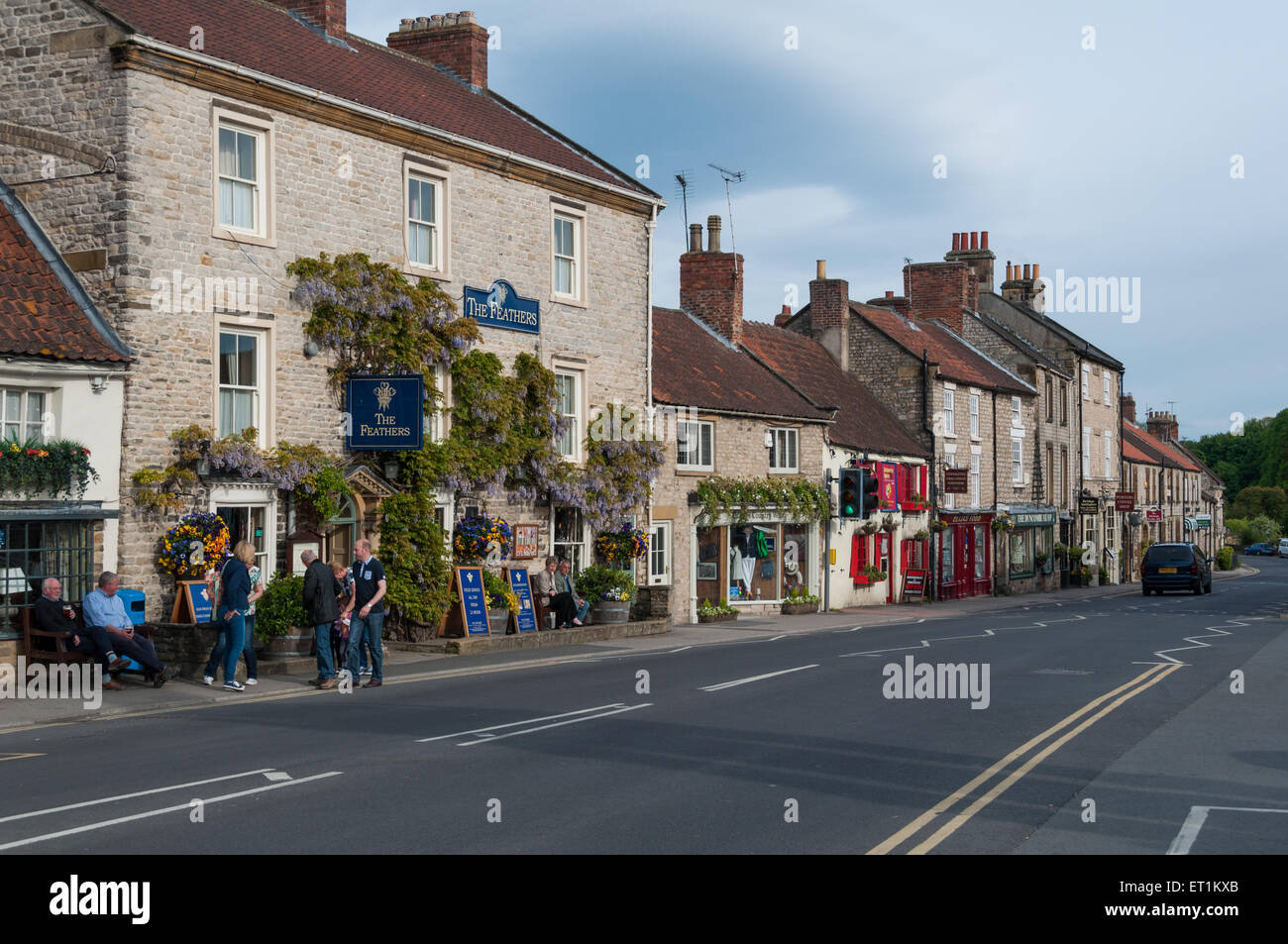 People relaxing in Helmsley market town, Yorkshire, United Kingdom ...
