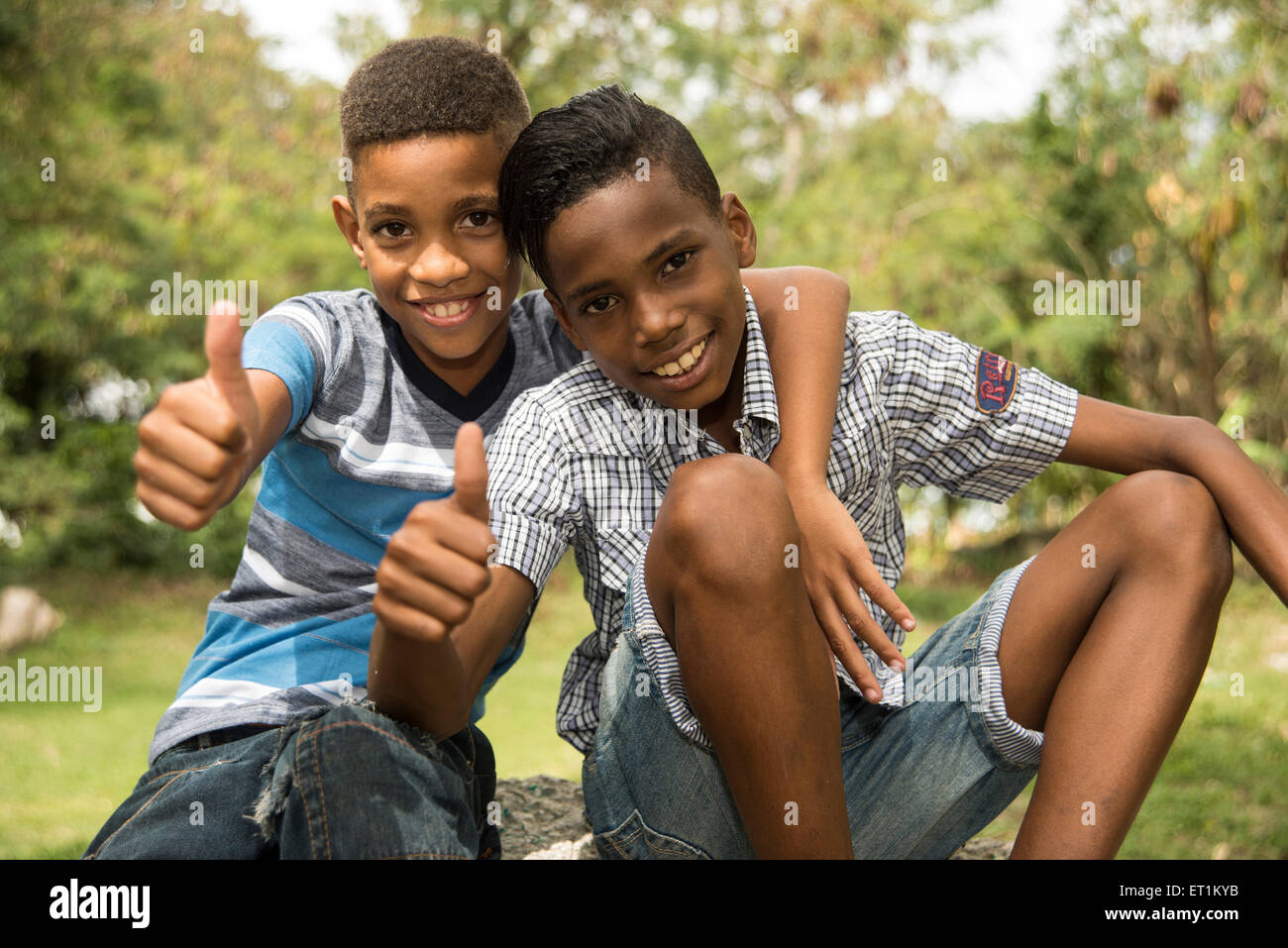 Portrait of two Latin boys Stock Photo - Alamy