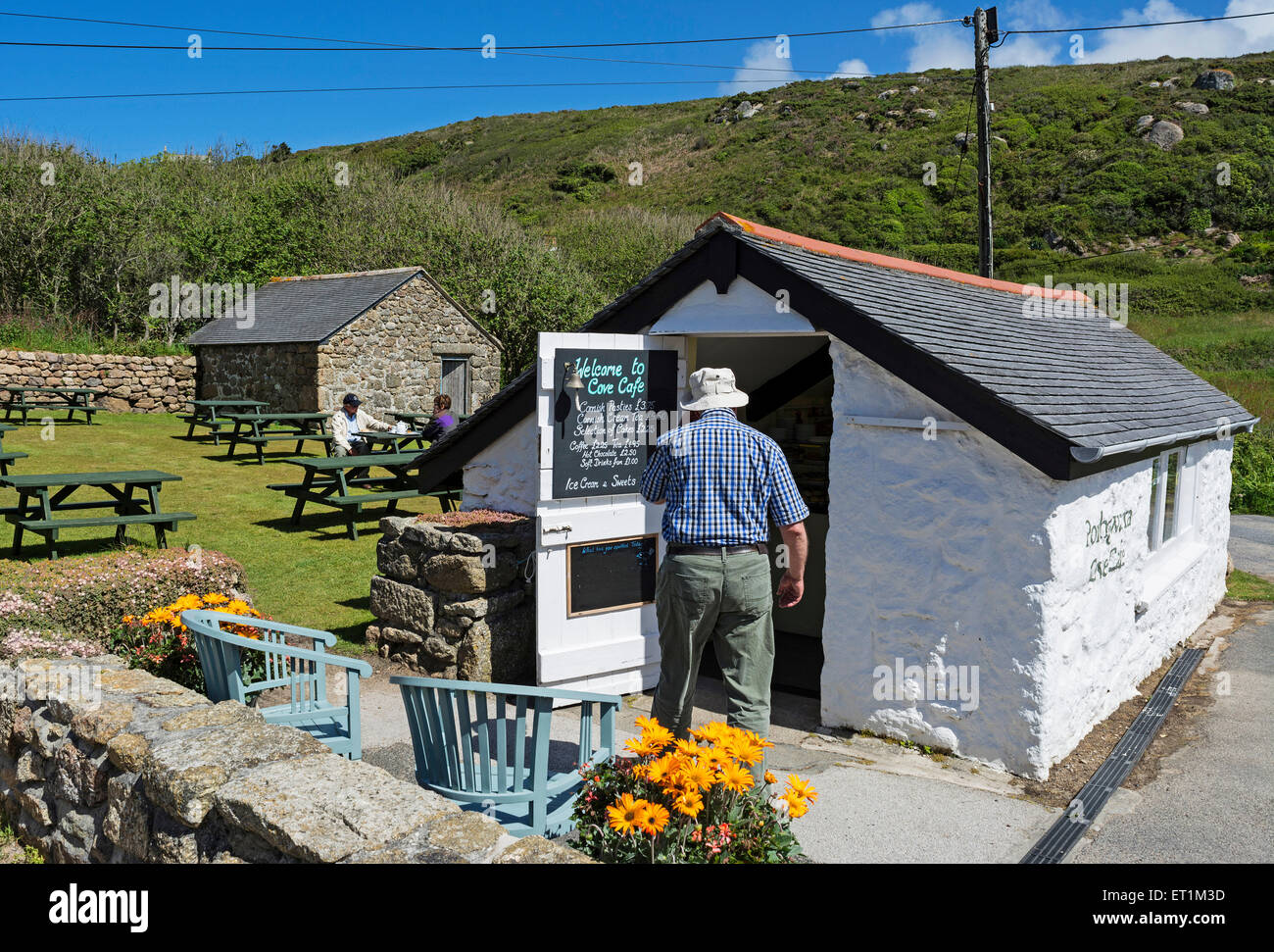 Cafe at Porthgwarra cove in Cornwall, UK Stock Photo - Alamy