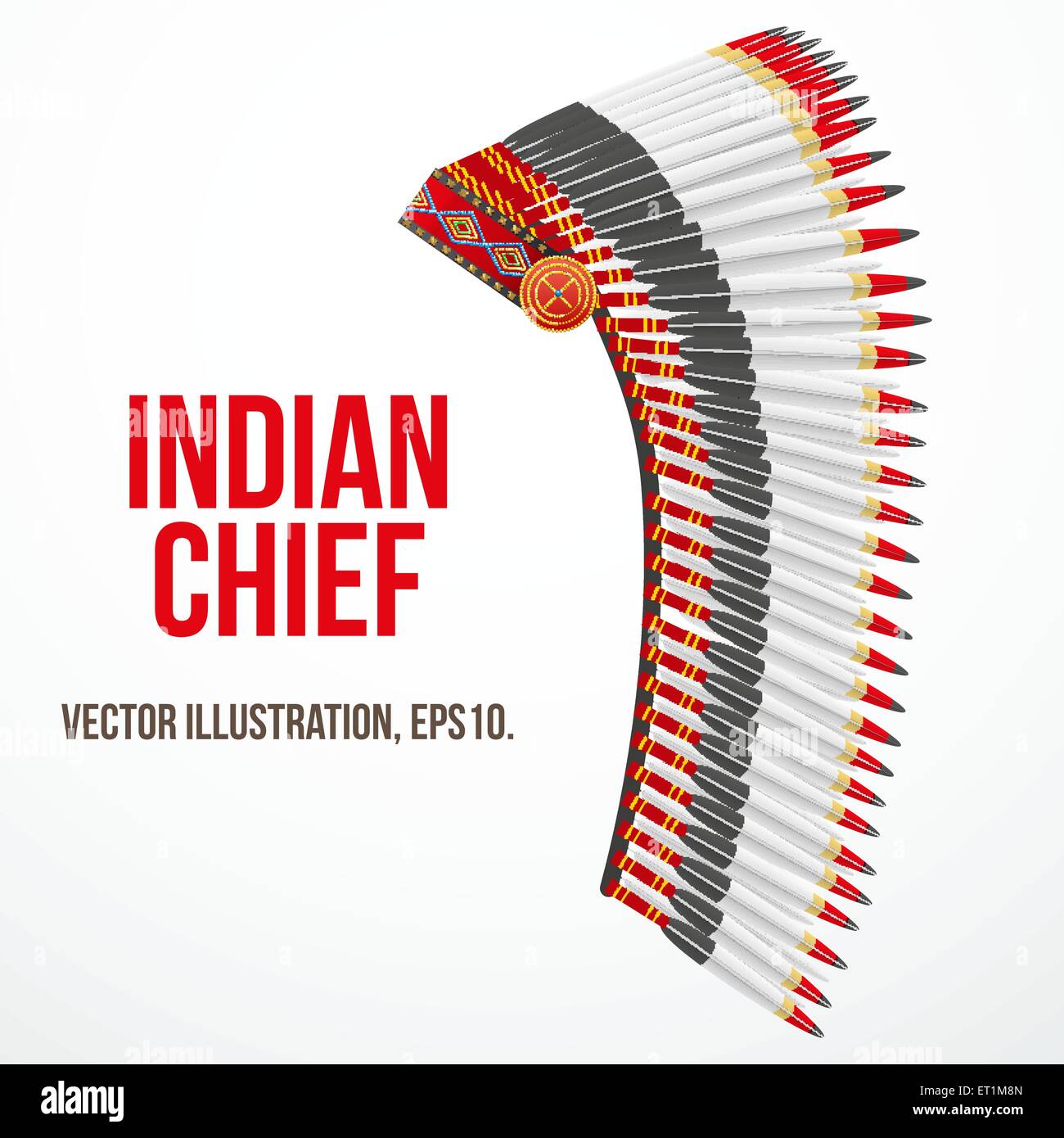Indian chief hat with plumage. Side view. Vector Stock Vector Image ...