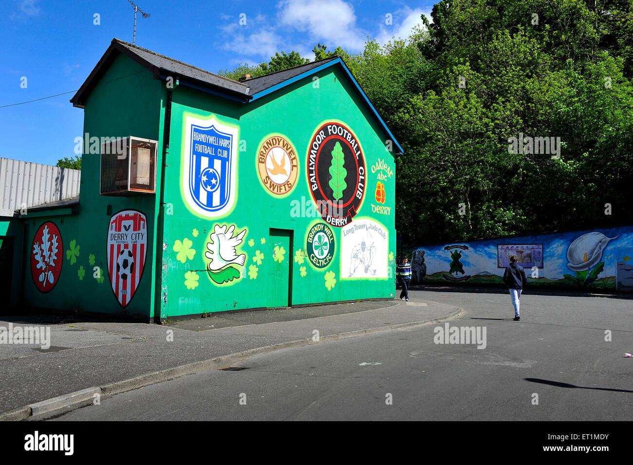 Cable wall of shop in the nationalist Brandywell area of Londonderry ...