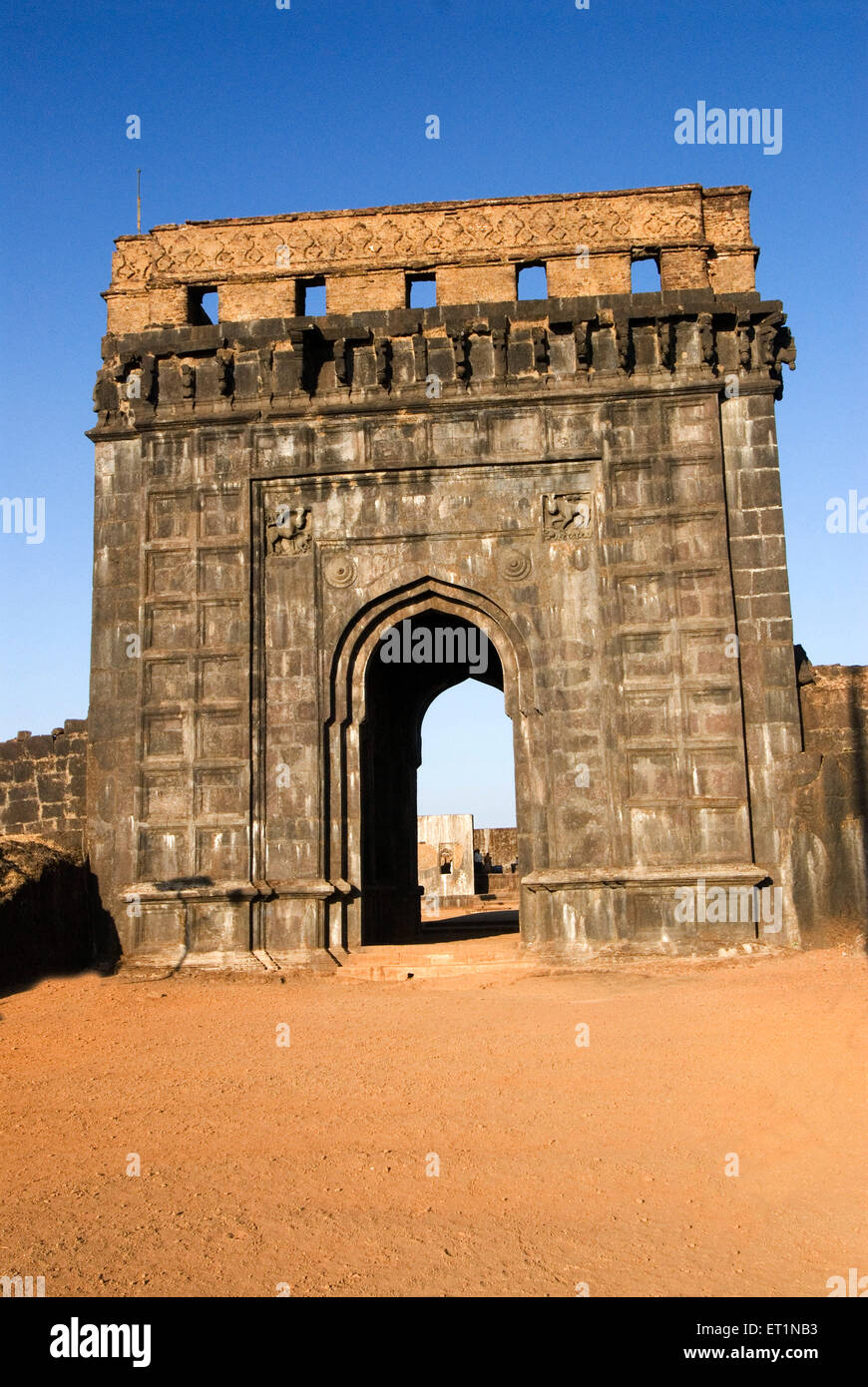Maha darwaja main entrance and nagarkhana of Raigad fort ; Maharashtra ...