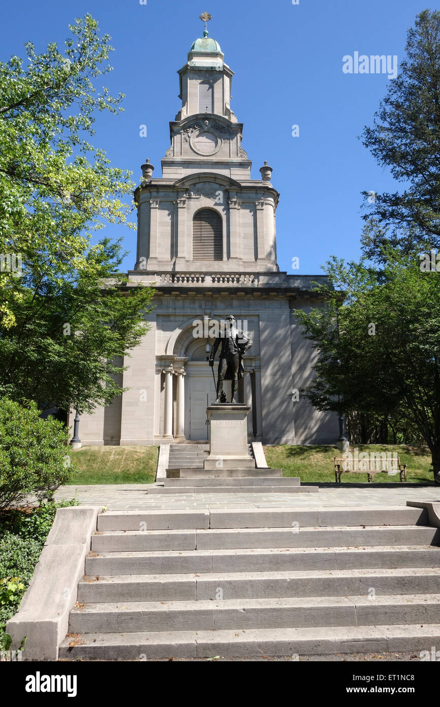 Colton Chapel on campus with statue of General Lafayette, College ...