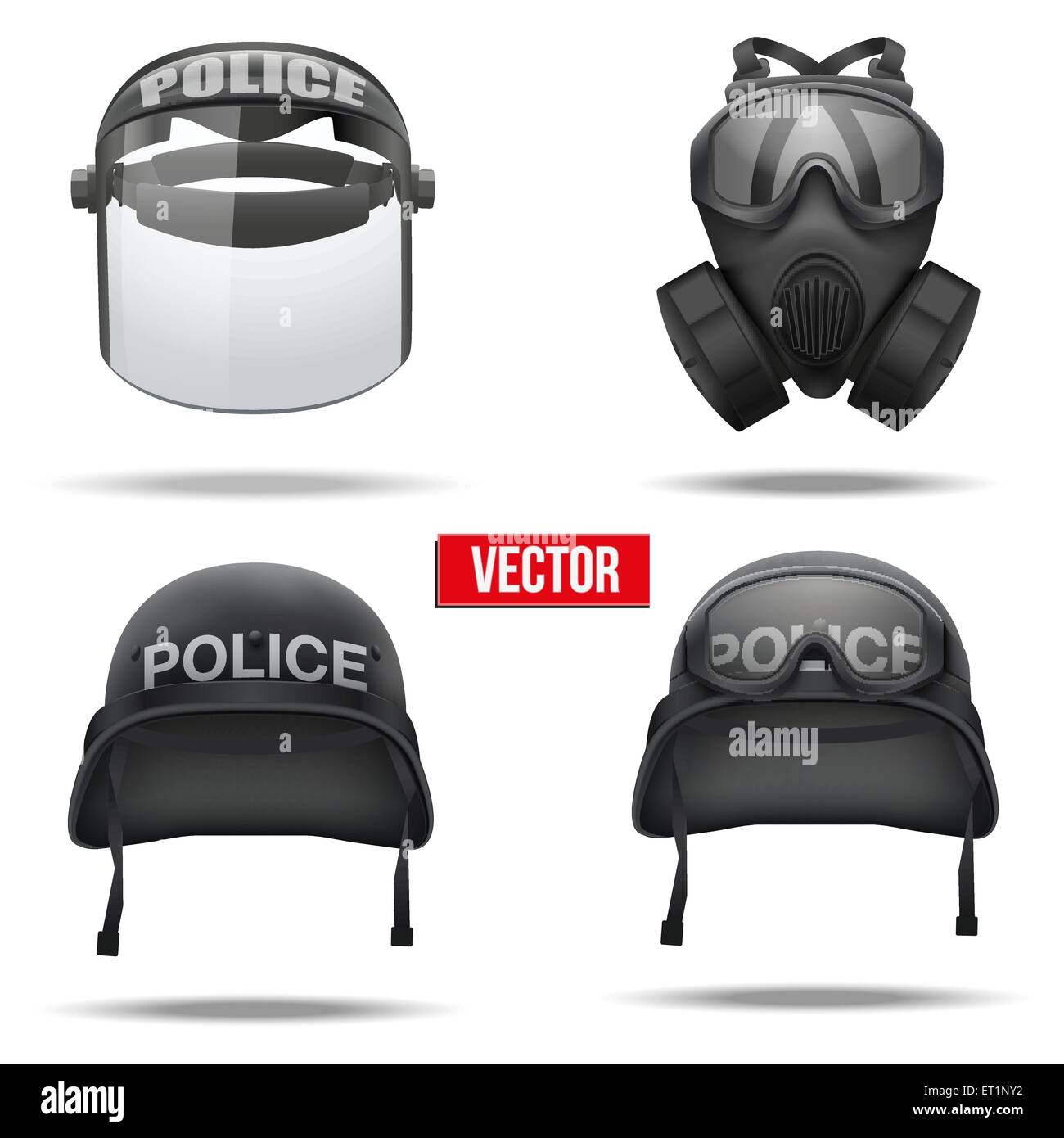 Set of Police helmets and mask. Vector Illustration Stock Vector Image ...