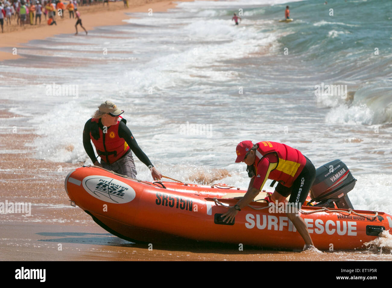 surf rescue lifeguards on newport beach Sydney during childrens surfing ...