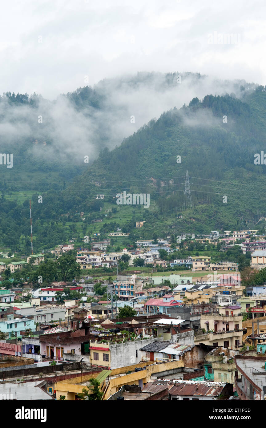 Aerial town, Pithoragarh, Kumaon, Uttarakhand, India, Asia, Asian ...