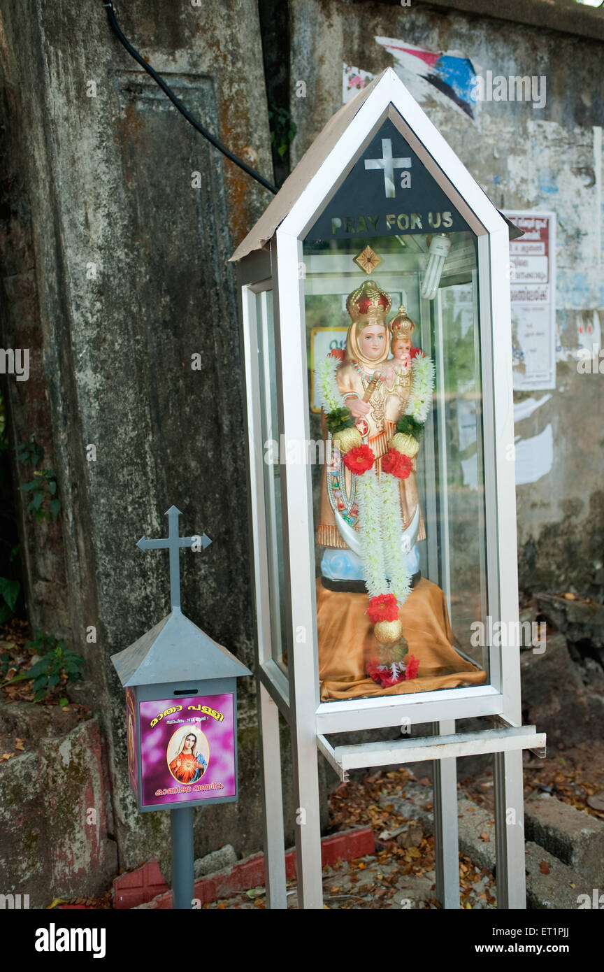 Mother Mary and Jesus statue in glass box ; Alleppey ; Alappuzha ...