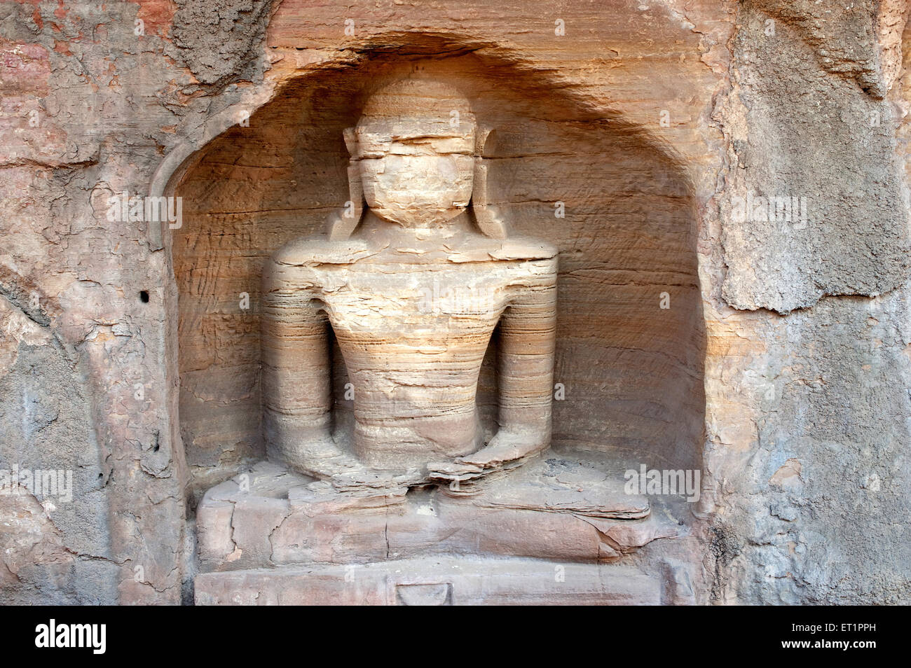 Statue of jain tirthankaras in gwalior fort ; Madhya Pradesh ; India ...