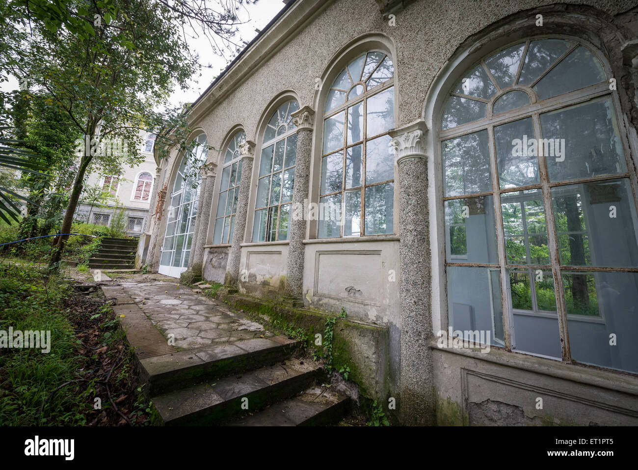unerenovated covered passage between two buildings in Tskaltubo Spa ...