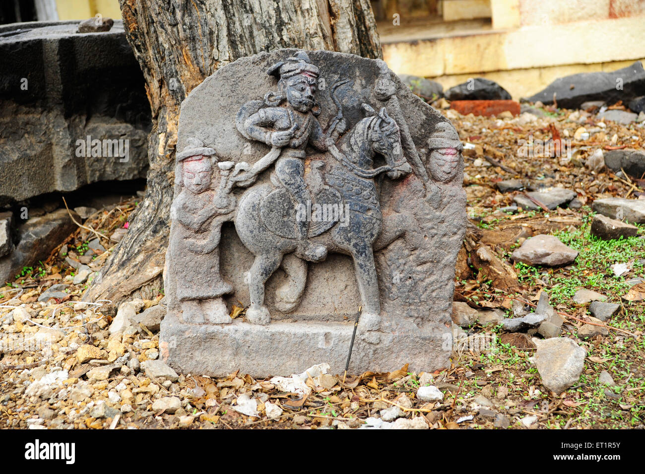 Khandoba god carved on stone ; Velapur ; Solapur ; Maharashtra ; India ...