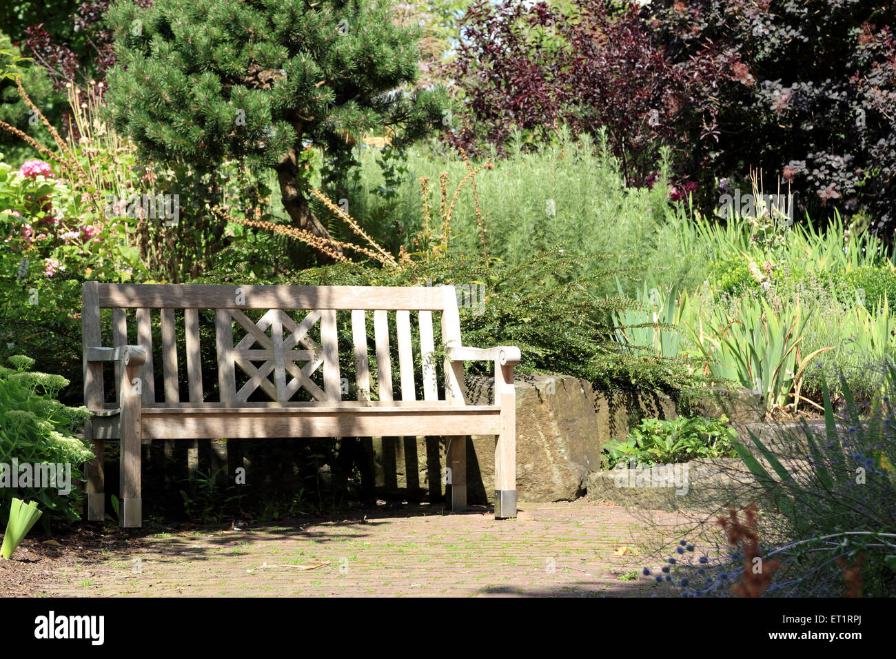 bench in a beautiful garden Stock Photo - Alamy