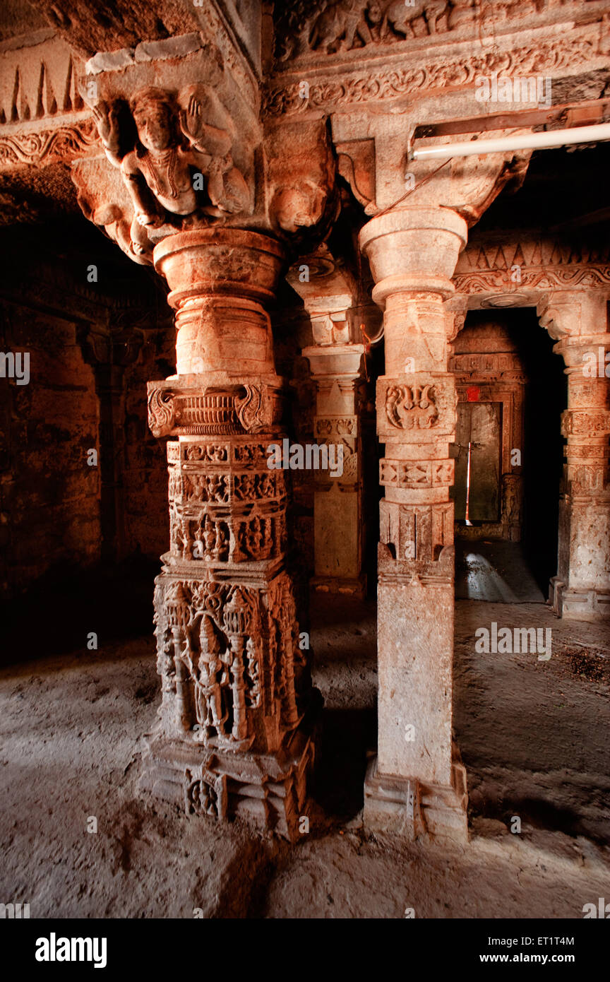 Decorated pillars, Siddheshwar Temple, Hindu mandir, Ahmednagar ...