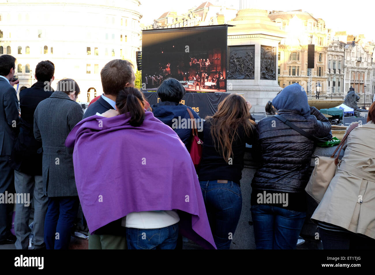 People watch opera on big screen beamed alive from the Royal Opera ...