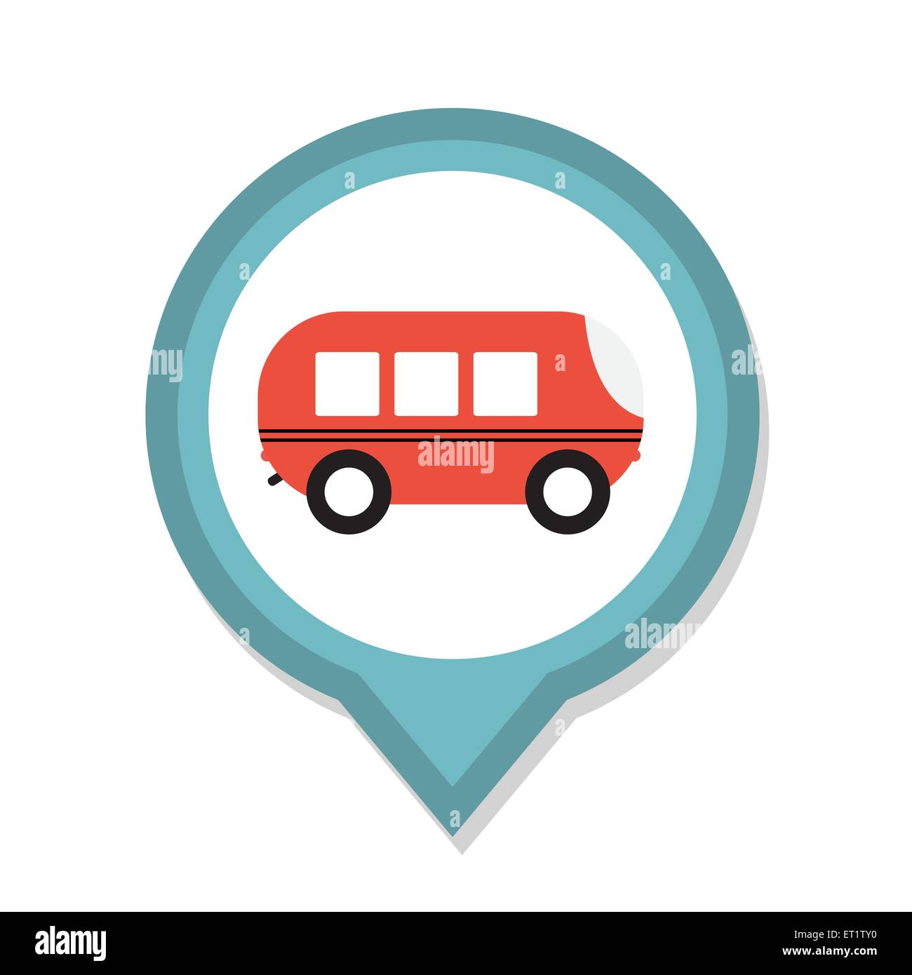 Line Icon with Flat Graphics Element of Bus Vector Illustration Stock ...