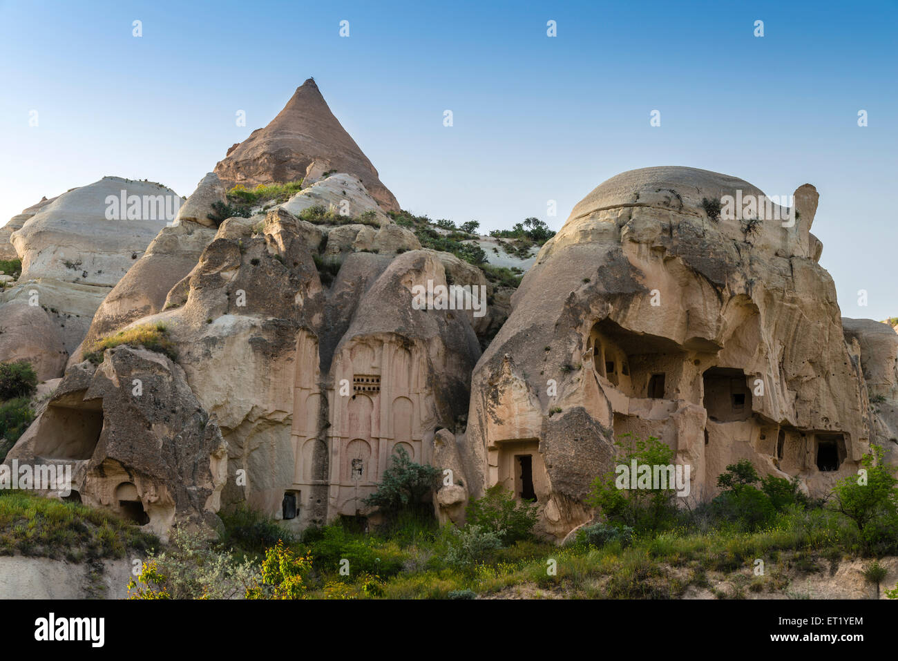 Typical fairy chimneys landscape in Rose Valley, Cappadocia, Turkey ...
