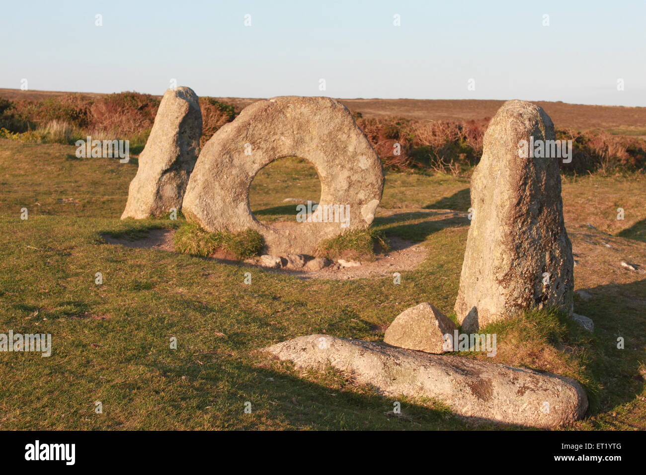 Men-An-Tol or holed stone standing stone in penwith cornwall Stock ...
