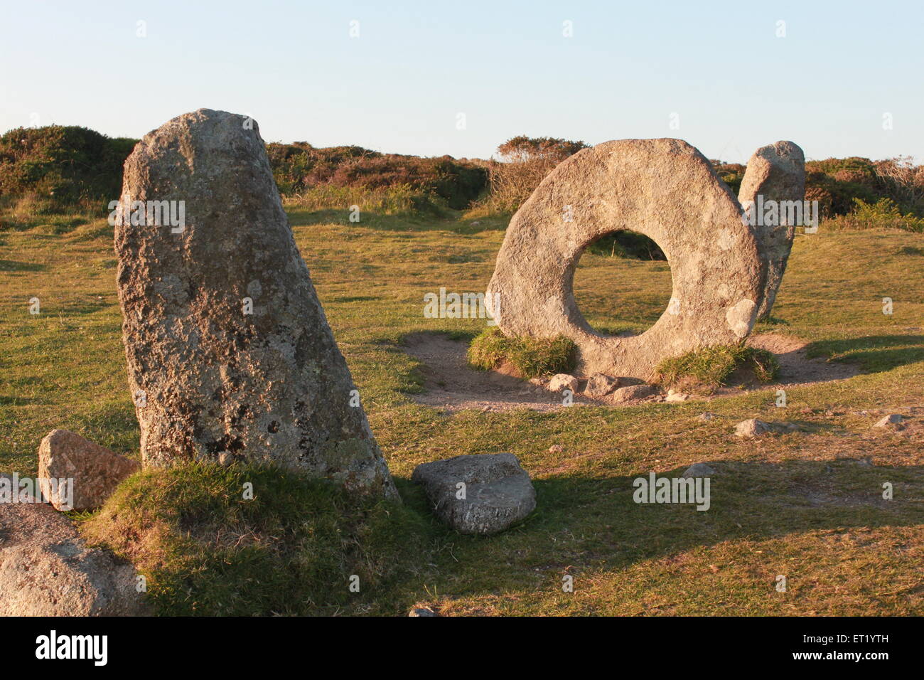 Men-An-Tol or holed stone standing stone in penwith cornwall Stock ...