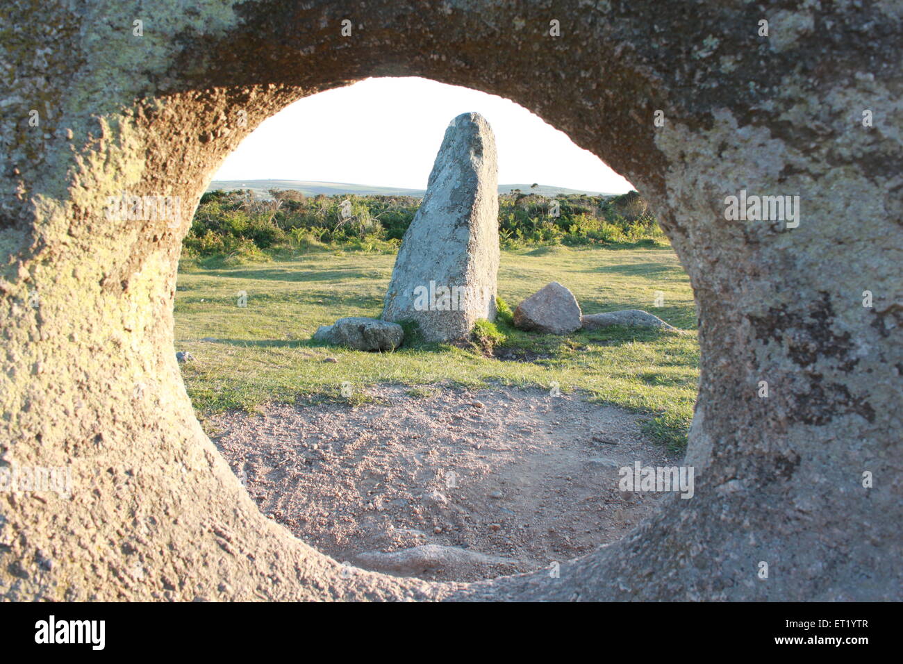 Men-An-Tol or holed stone standing stone in penwith cornwall Stock ...