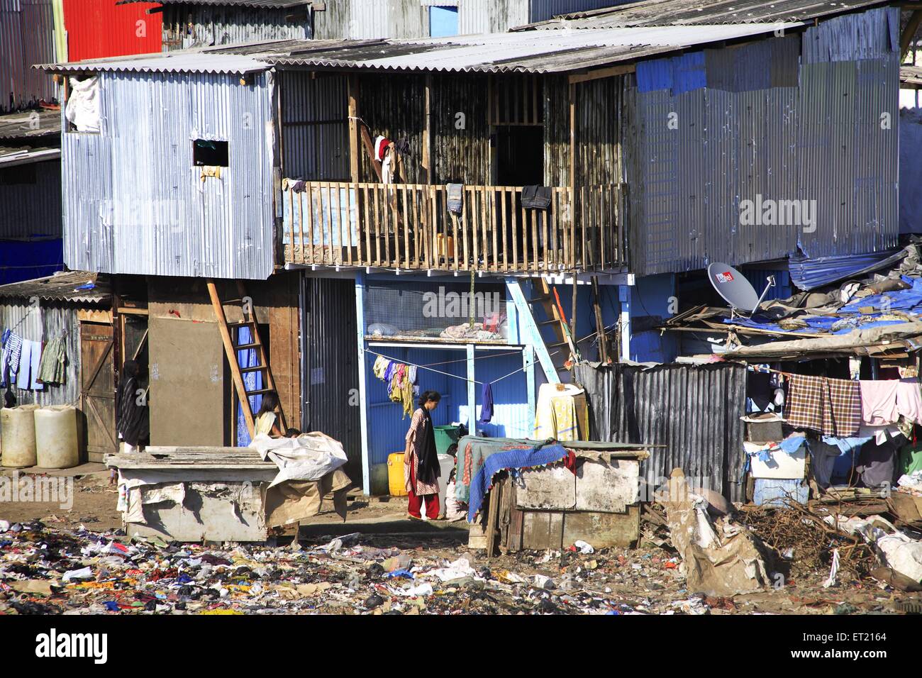 Slum in behrampada at anant kanekar marg ; Bandra ; Bombay Mumbai ...
