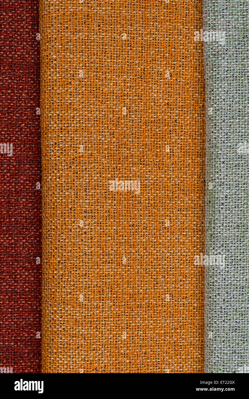 Closeup detail of multi color fabric texture samples Stock Photo - Alamy