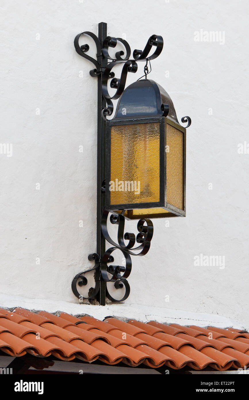 Decorative lantern on a wall in old Puerto Vallarta, Mexico Stock Photo ...
