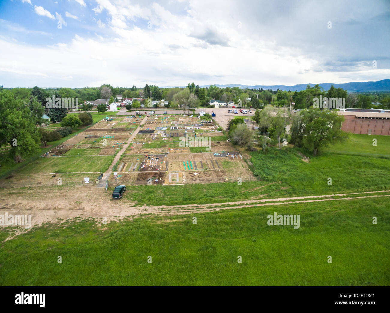 Aerial view of urban gardens in Littleton, Colorado Stock Photo - Alamy