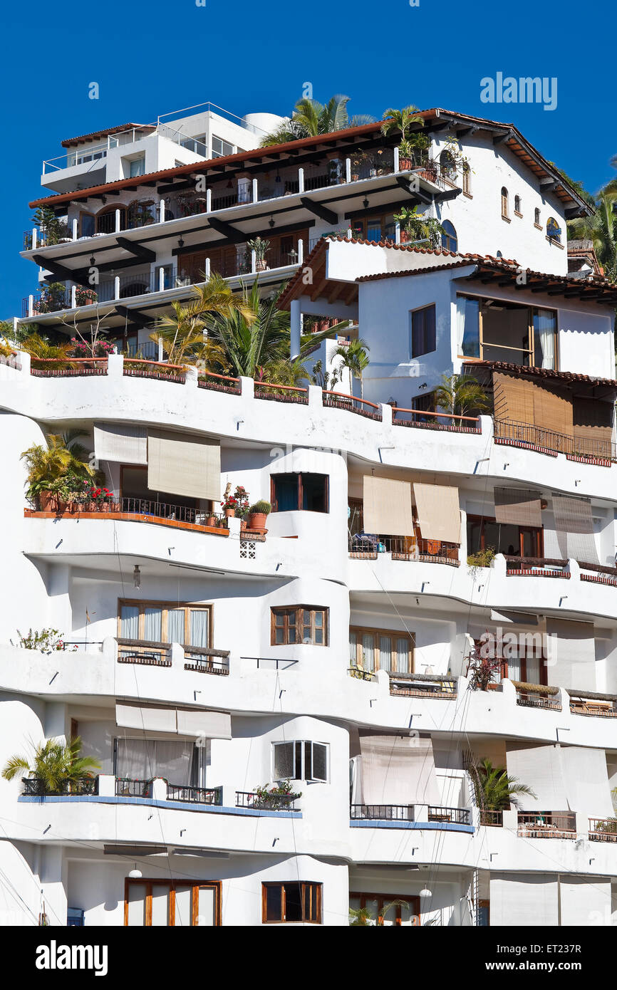 Hi-rise residential buildings in sunny Puerto Vallarta, Mexico Stock ...