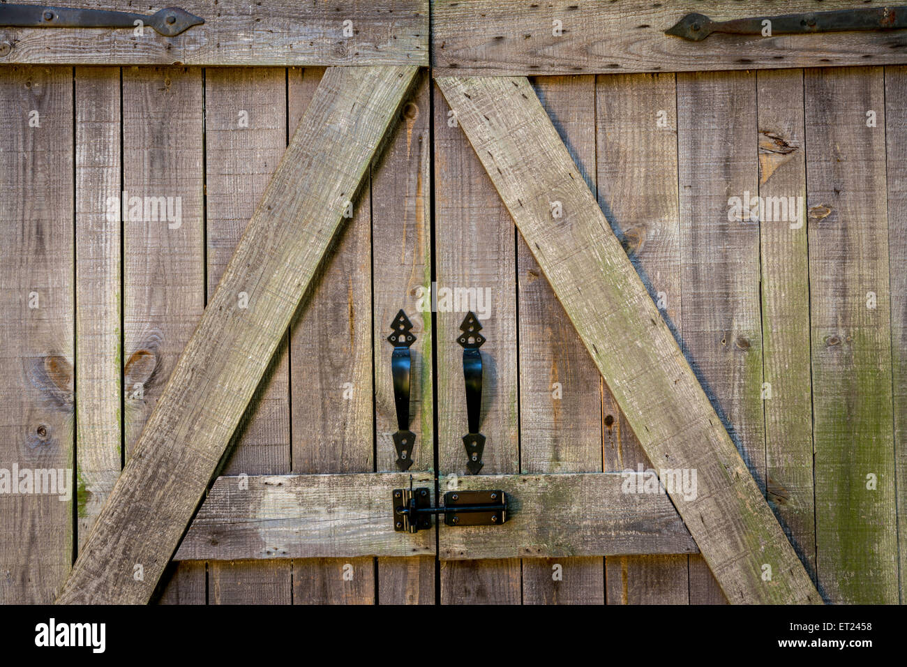 Classic wooden gate with handles Stock Photo - Alamy