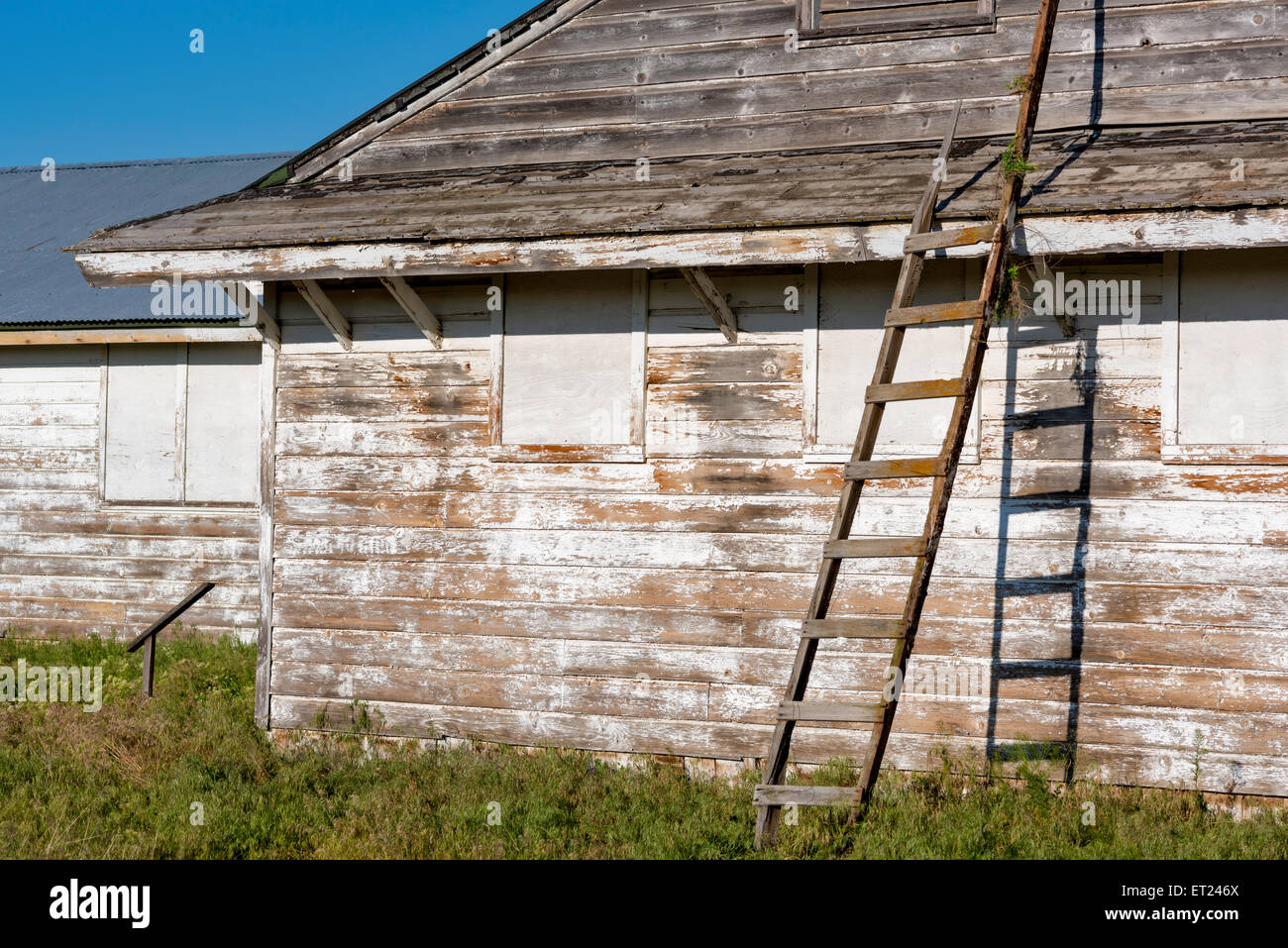 Old rickety ladder and old building Stock Photo - Alamy