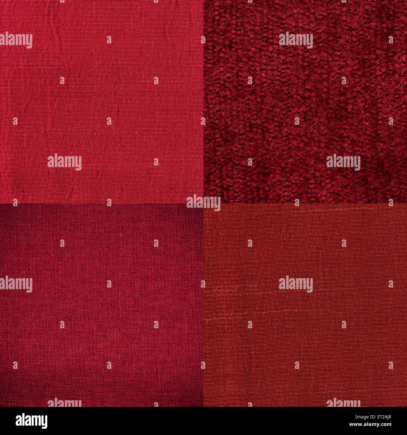 Set of red fabric samples, texture background Stock Photo - Alamy