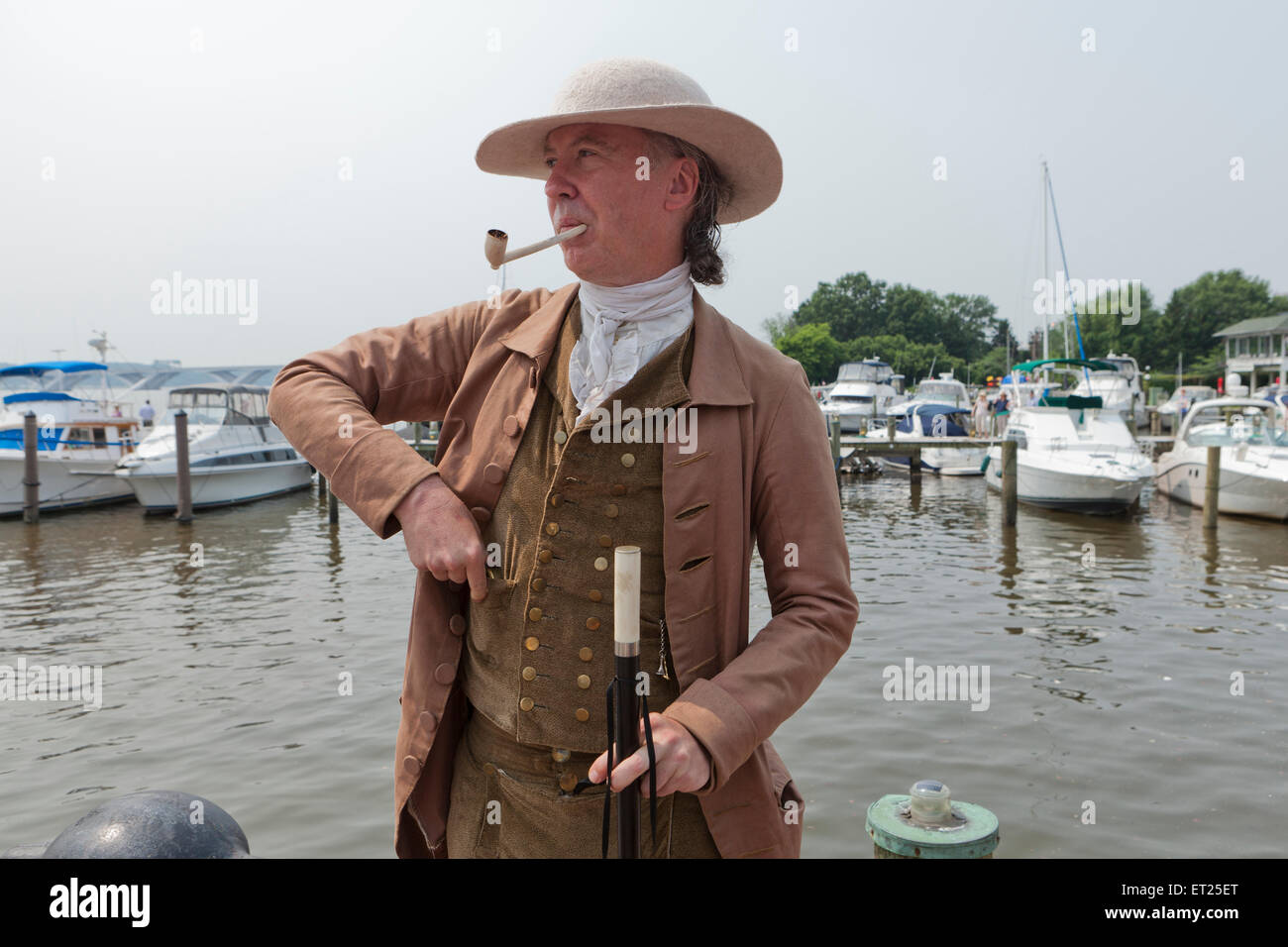 Gentleman wearing traditional clothing from the 17th century America ...