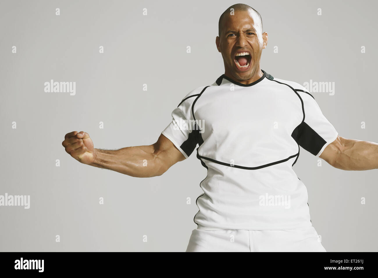 Bald male rugby player Stock Photo - Alamy