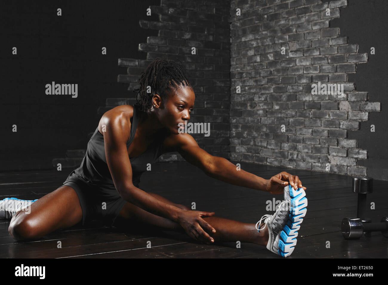 African Woman Exercising, Stretch Stock Photo - Alamy