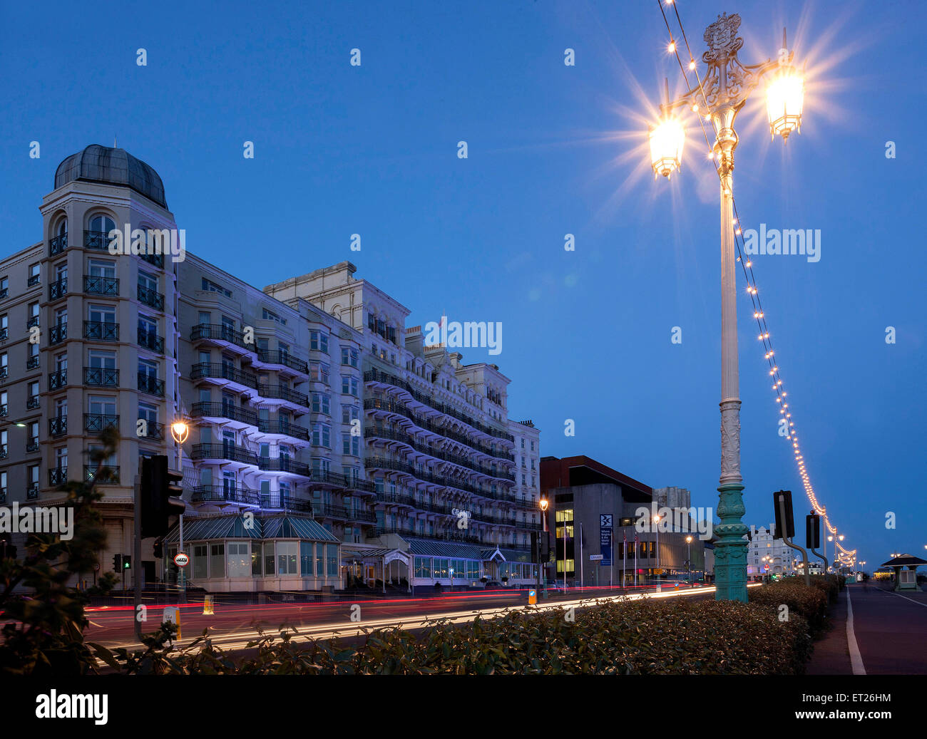 The Grand Hotel Brighton illuminated at night Stock Photo - Alamy
