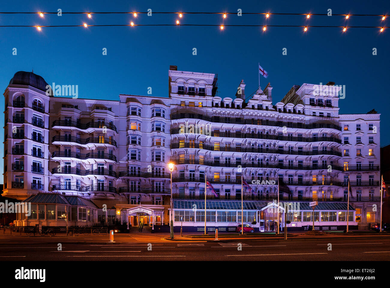 The Grand Hotel Brighton illuminated at night Stock Photo - Alamy