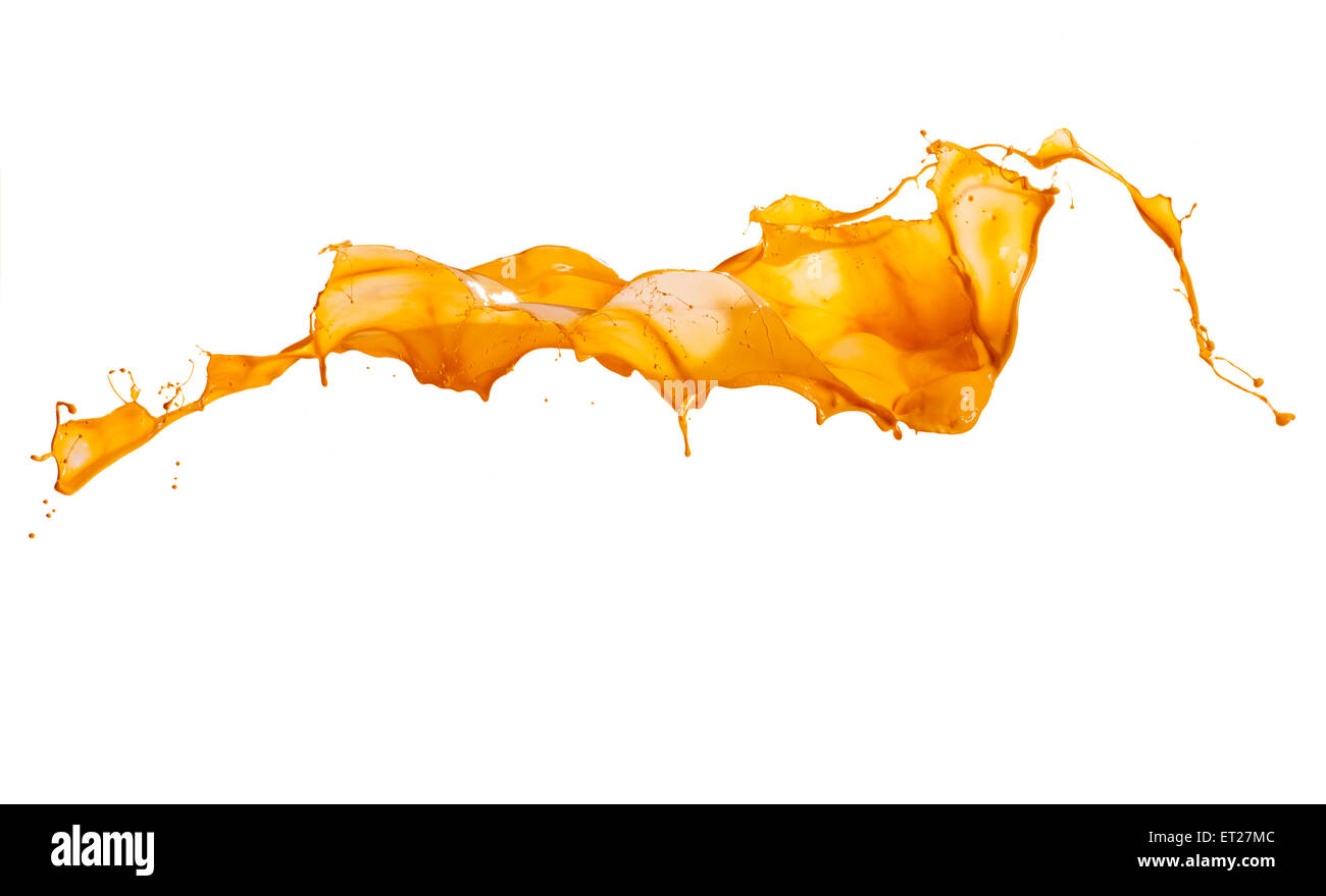 a perfect splash of orange paint isolated on white background Stock ...