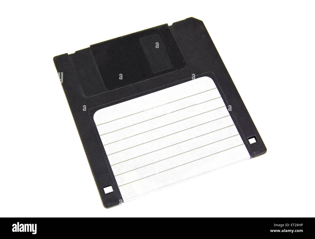 Black floppy disk with blank label isolated on a white background Stock ...