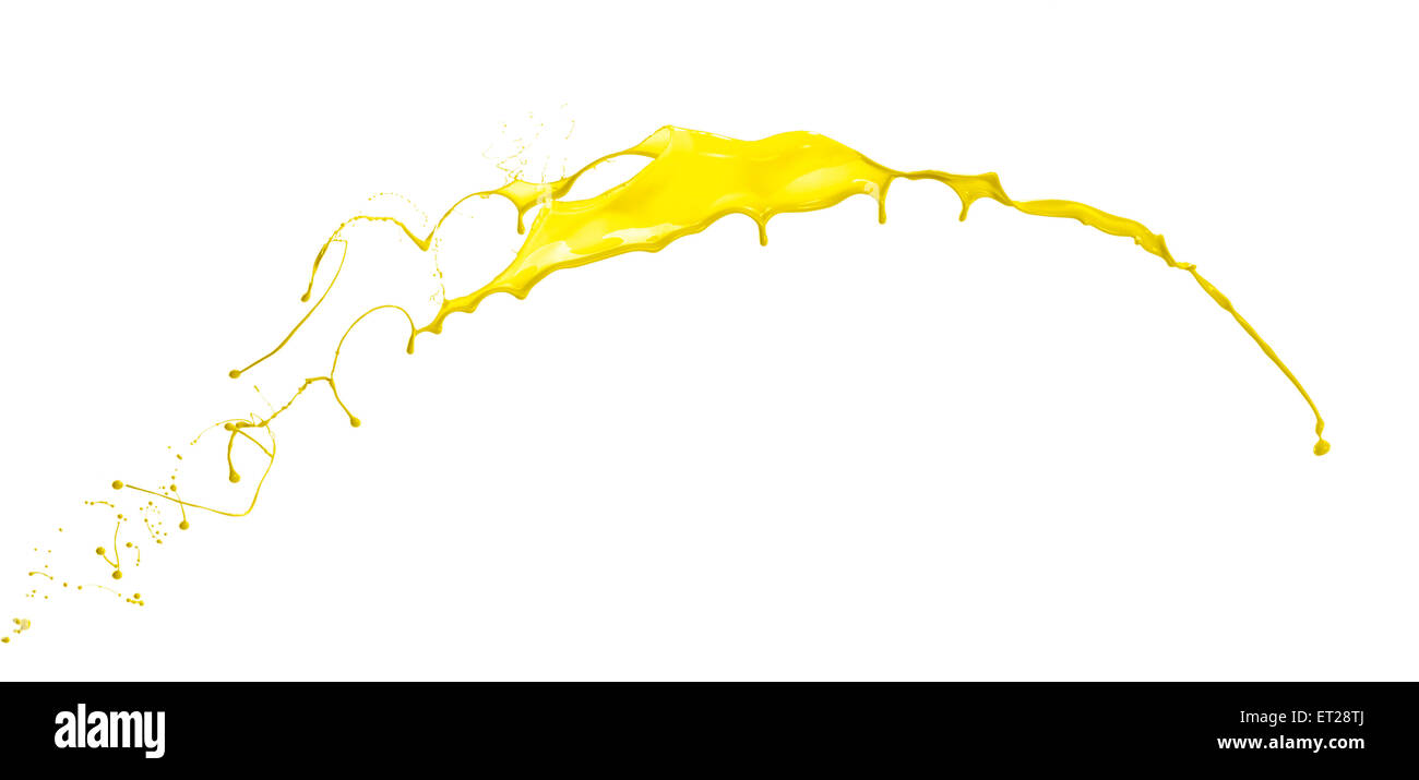 splendid yellow paint splash isolated on white background Stock Photo ...