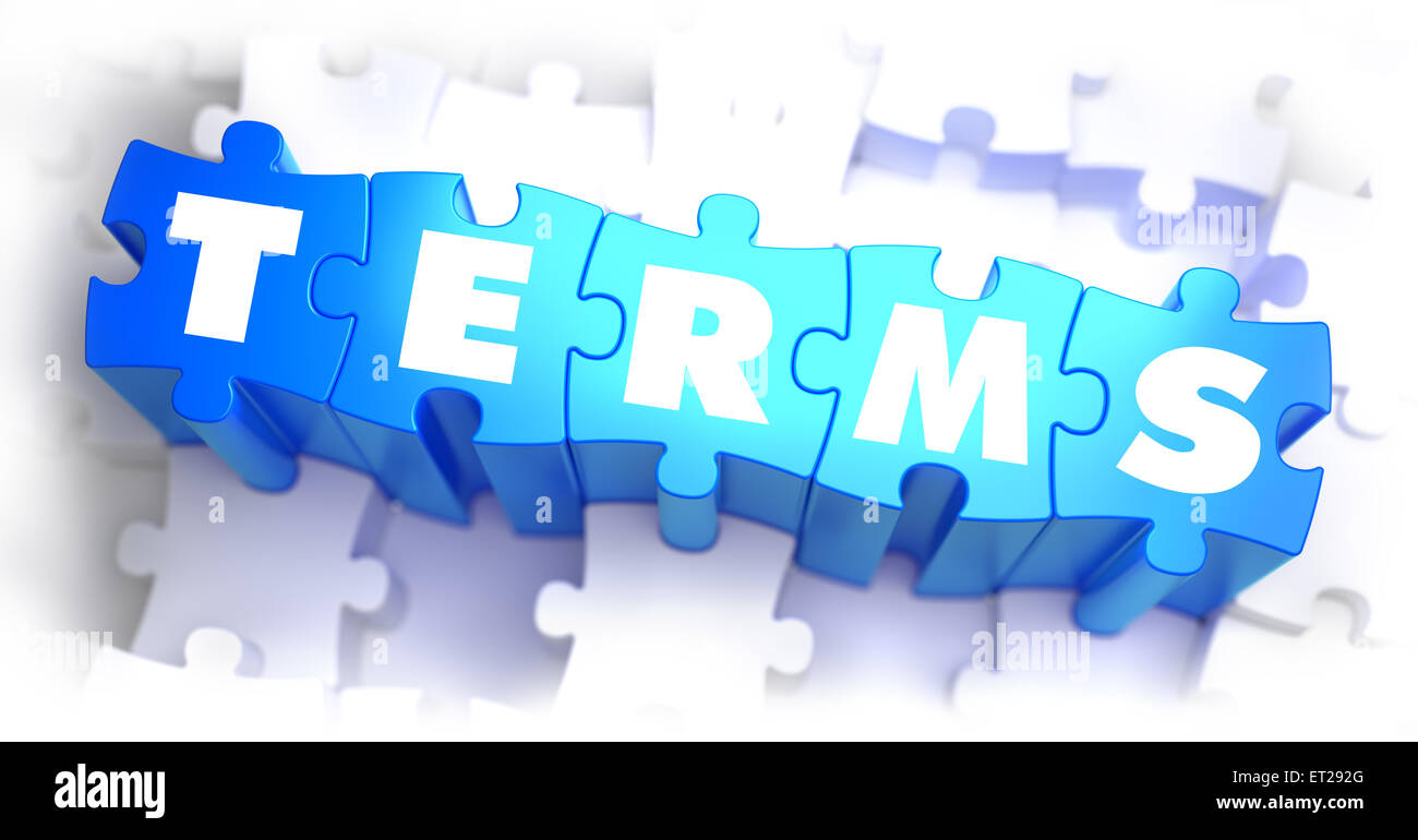 Terms - White Word on Blue Puzzles Stock Photo - Alamy