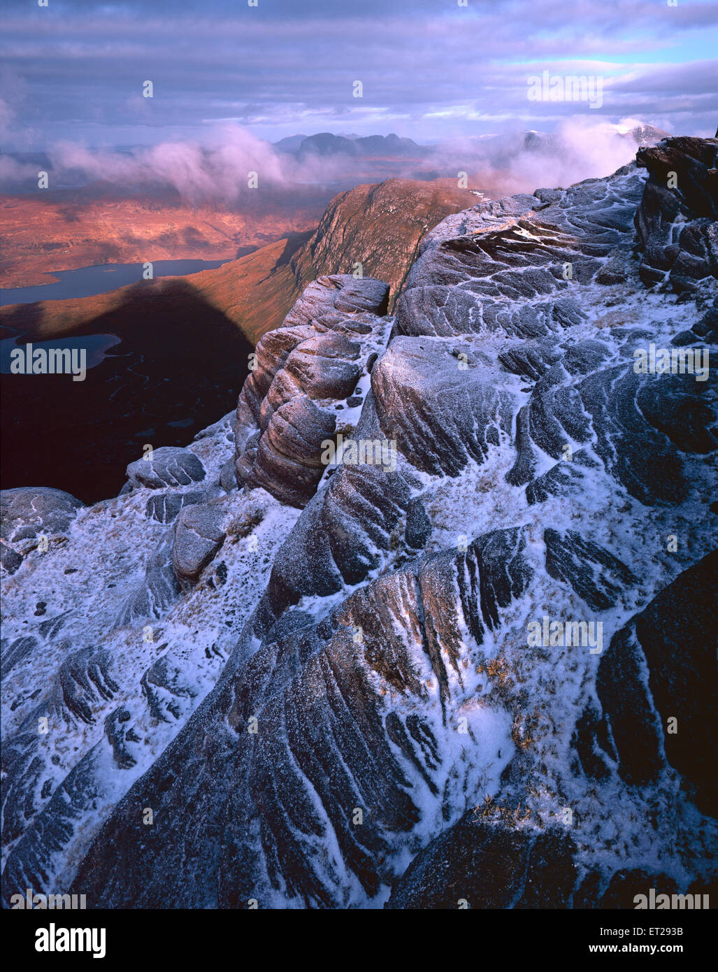 A dramatic view from the summit of Sgùrr an Fhidhleir, Ben More Coigach ...